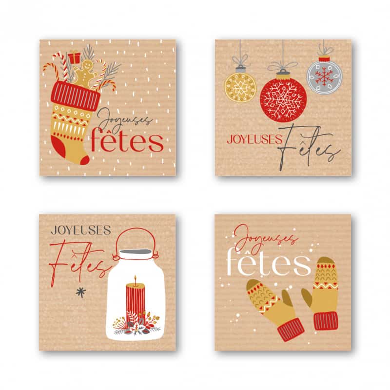 Etiquettes joyeuses fêtes noël emballage grossiste fleuriste